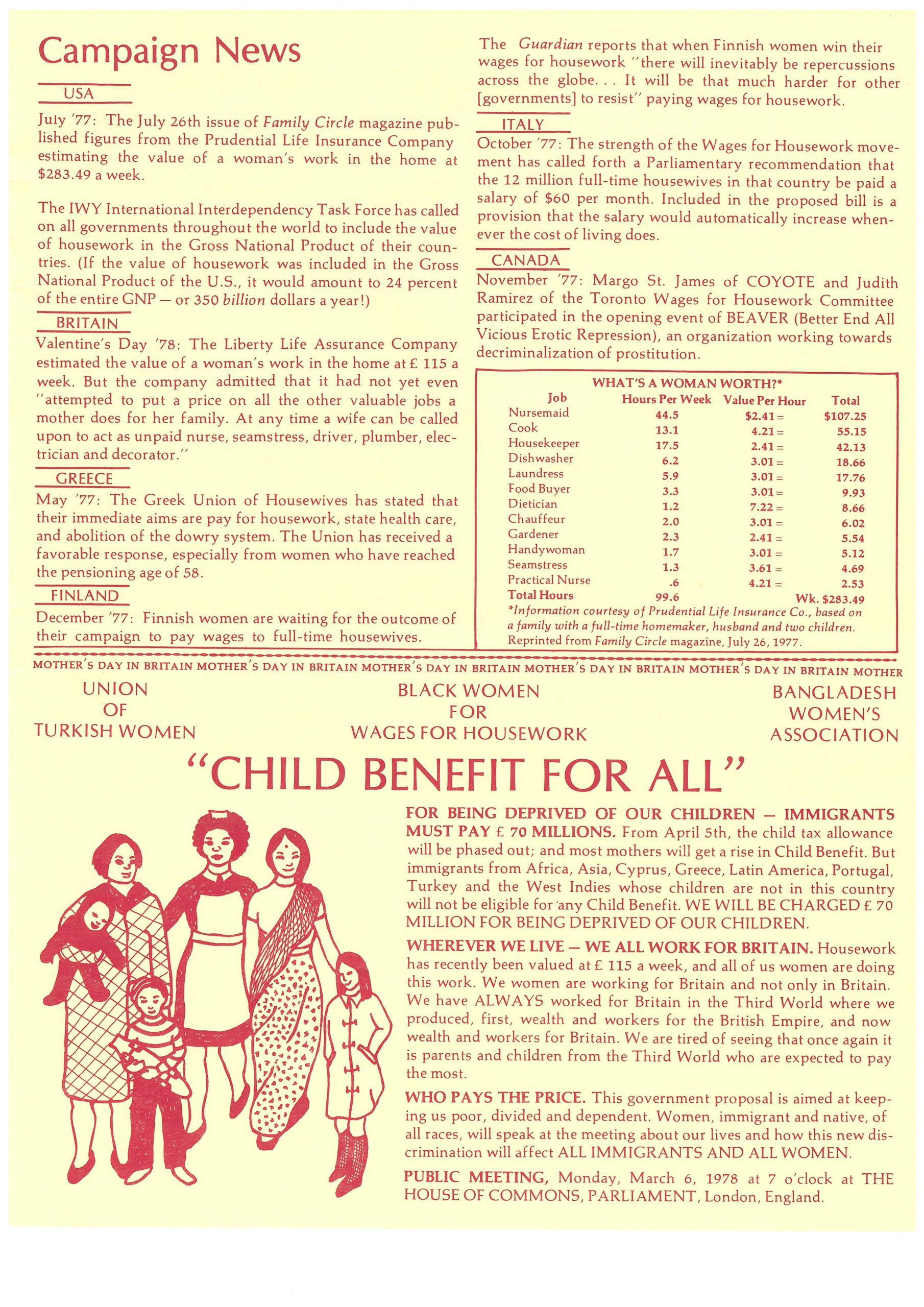 Wages for Housework Special Bulletin, Spring 1978 - Global Women's ...